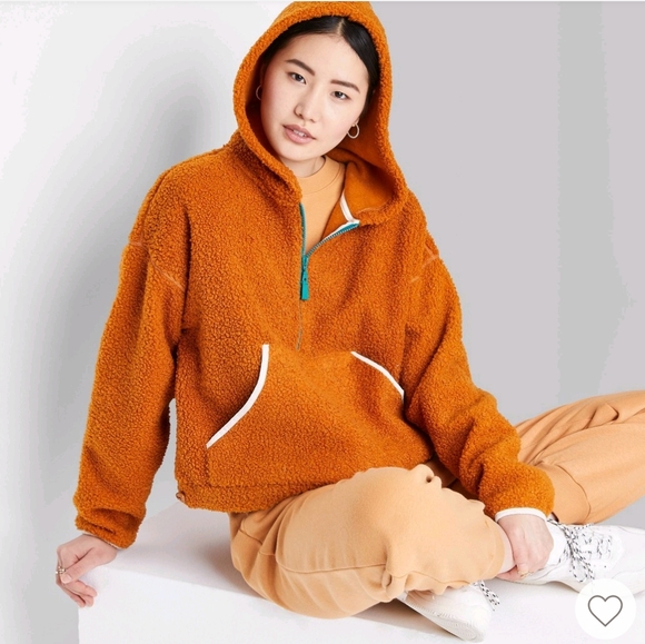 Target | Jackets & Coats | Half Zip Orange Sherpa Jacket | Poshmark